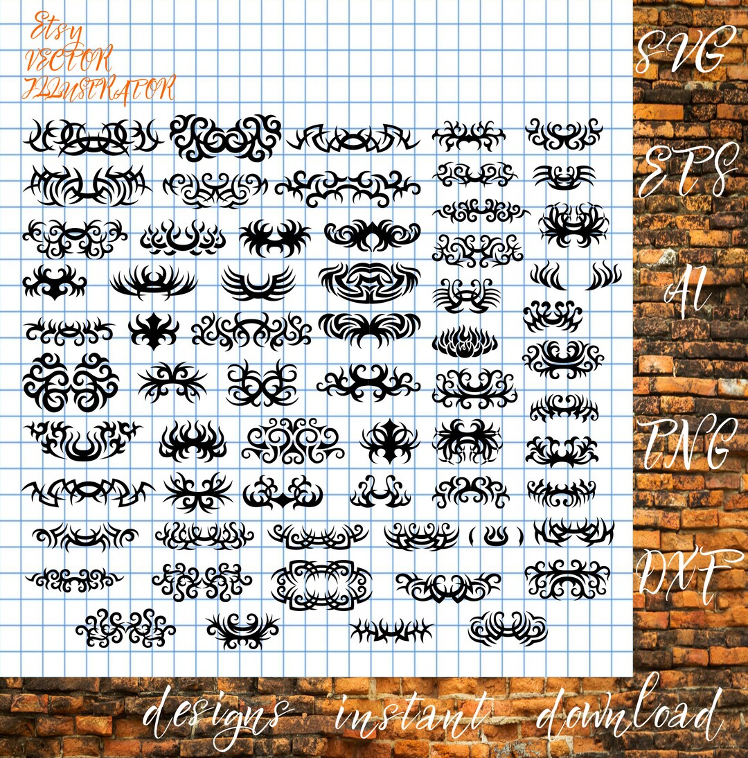 Tribal Tattoo Svg, Tribal Set Png, Tattoo, Decal, Vinyl, Tribal Clipart ...