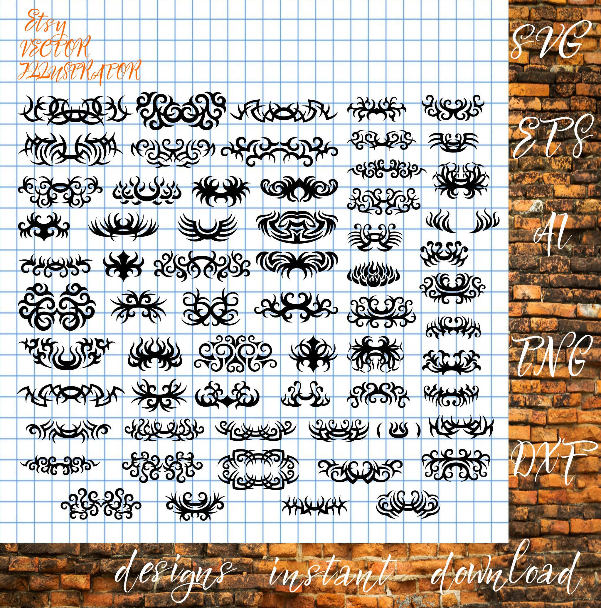 Tribal Tattoo Svg, Tribal Set Png, Tattoo, Decal, Vinyl, Tribal Clipart ...