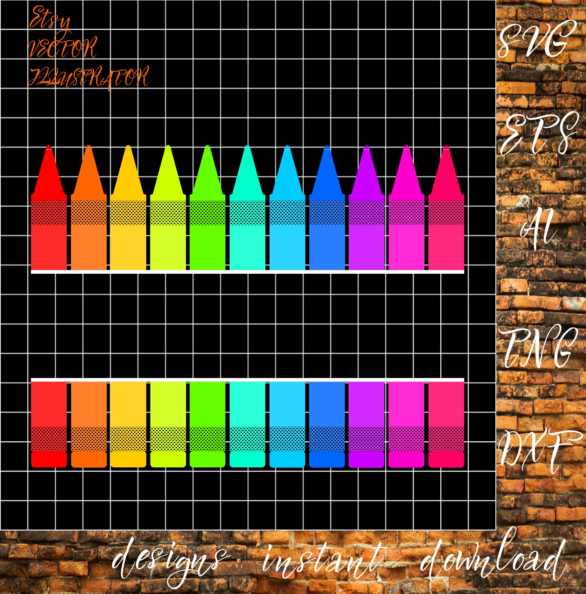 Crayon Split Monogram Svg Teacher Crayon Name Svg School - Etsy