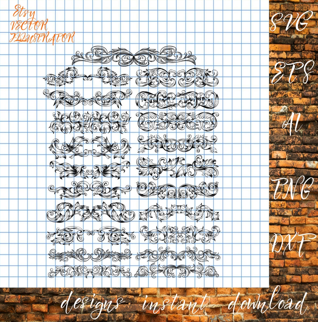 Digital Cut File, Ornate Borders, SVG, PNG, JPG, Commercial Use ...