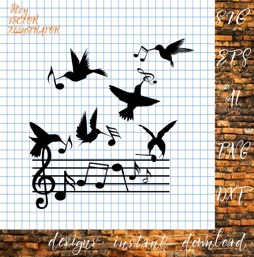 Musical Notes and Birds Svg, Birds and Notes Svg, Digital Download ...