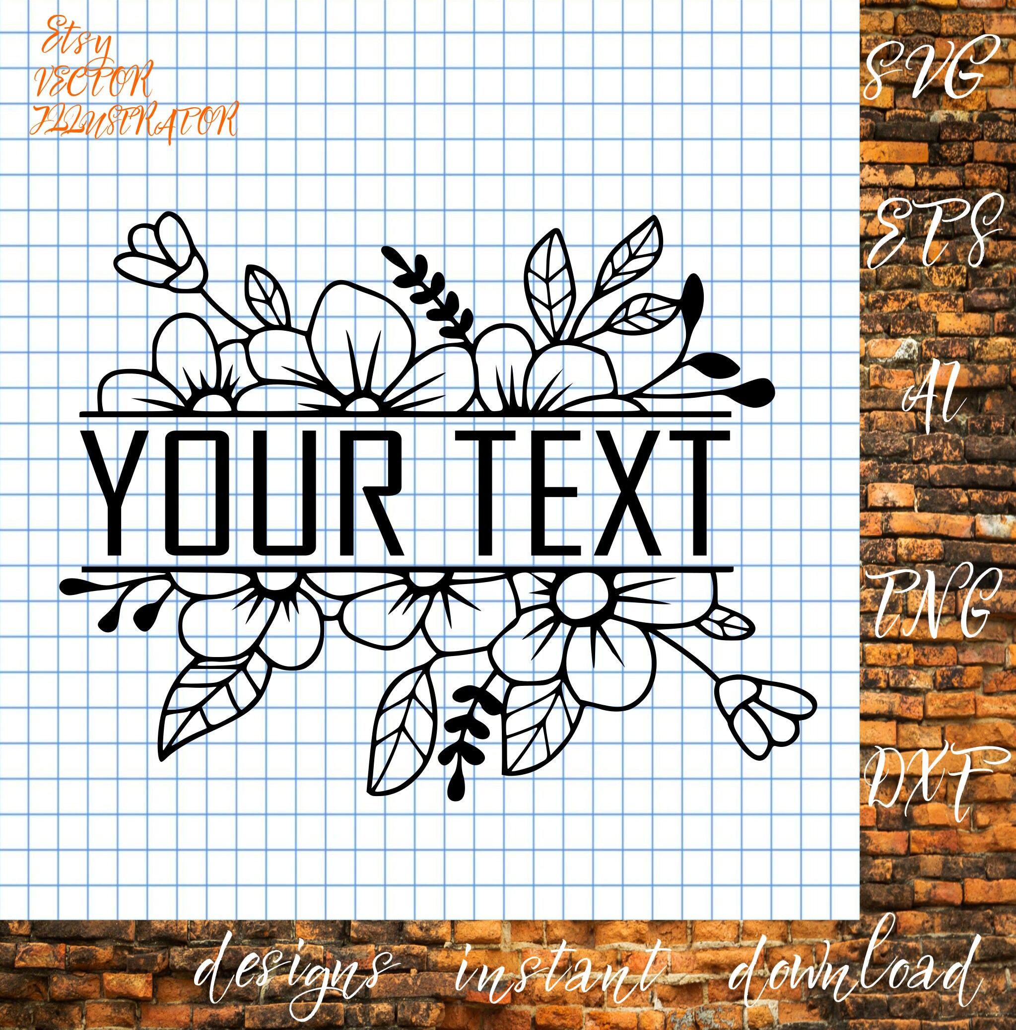 Split Flower Monogram Svg, Split Floral Frame Svg, Floral Border Svg ...