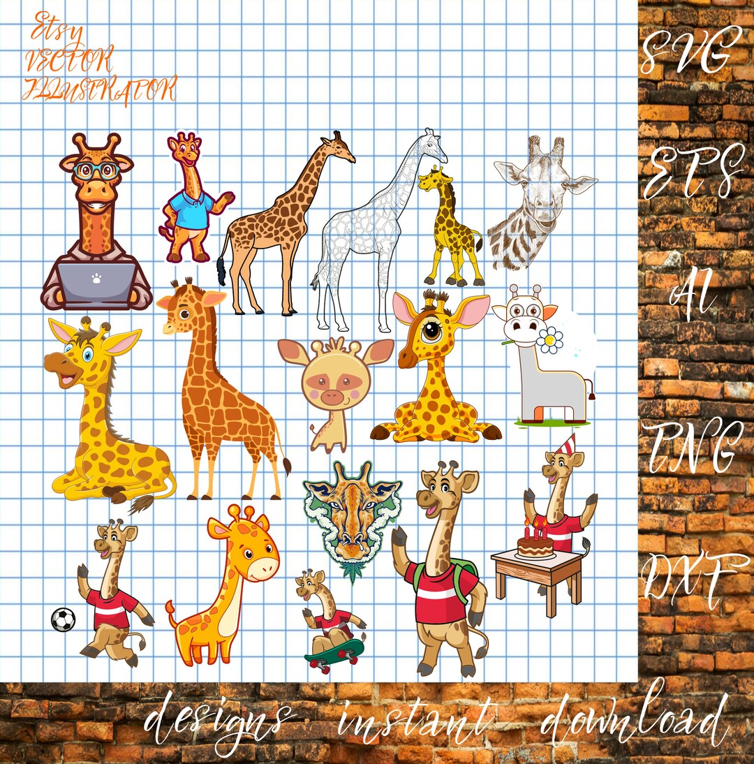 Giraffe Svg Giraffe Svg Bundle Giraffe Silhouette Cute - Etsy