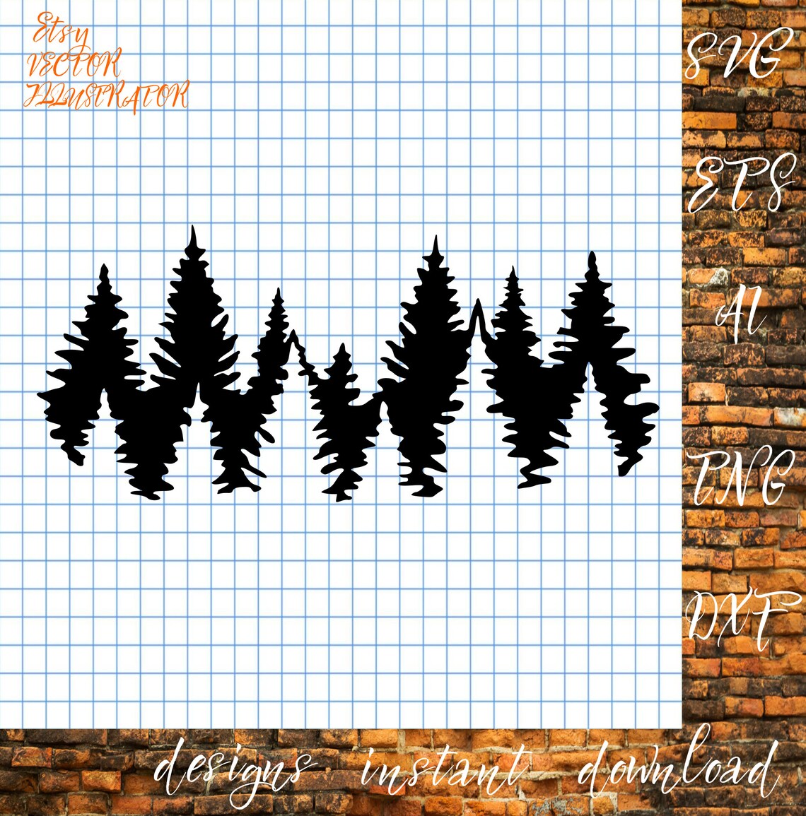 Treeline Silhouette Svg, Forest Svg, Cut File, Pine Tree Svg, Woods Svg ...