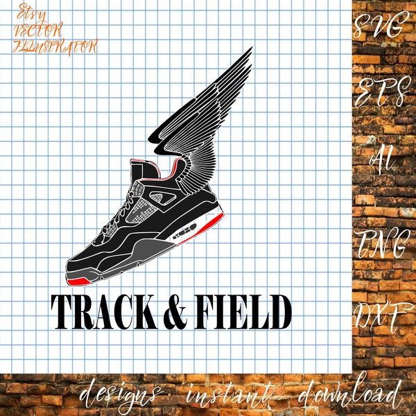 Track Winged Shoe Clipart - Etsy