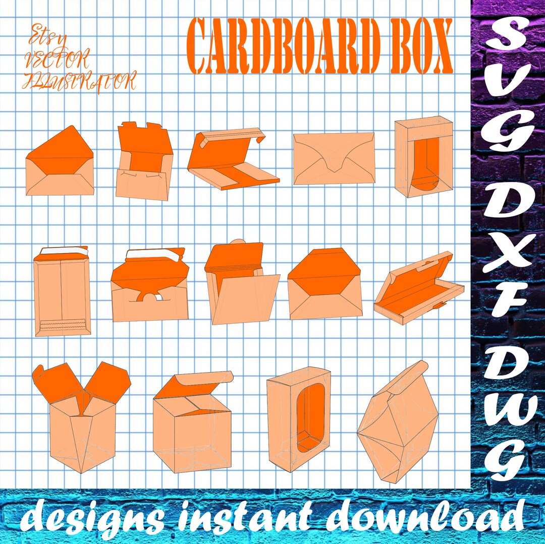 Set 14 Templates Universal Cardboard Box Gift Box Digital Download - Etsy
