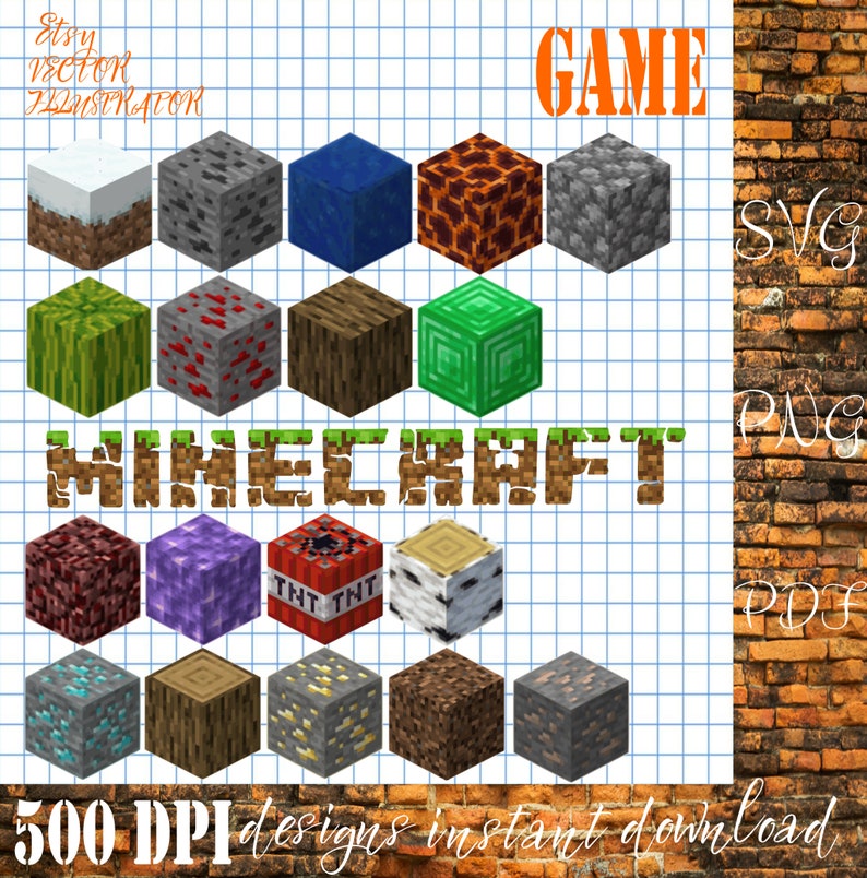 Minecraft Font Alphabet and Number PNG SVG Files Only Cricut SVG ...