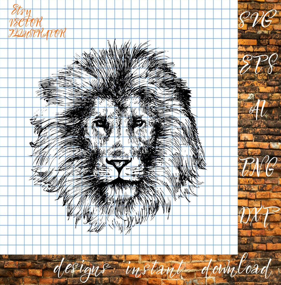 Silueta de cara de león, León SVG, Pdf, Dxf, Png, León Clipart ...