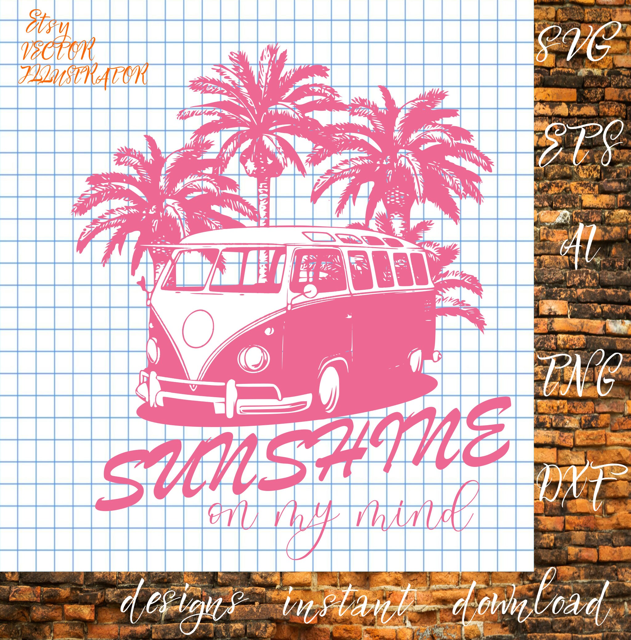 Pink Volkswagen Beetle Png Sunshine on My Mind Svg Road Trip - Etsy