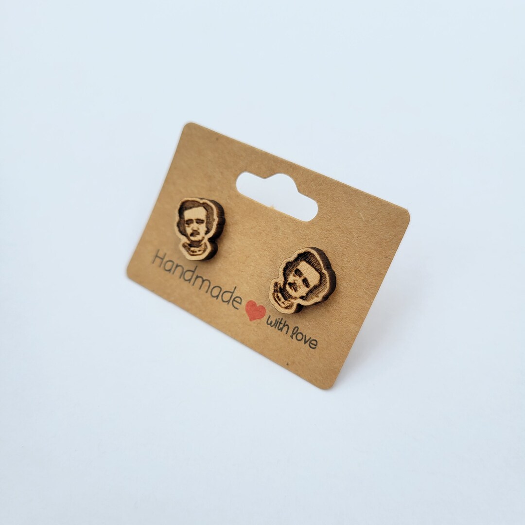 Edgar Allan Poe Hardwood Stud Earrings - Etsy
