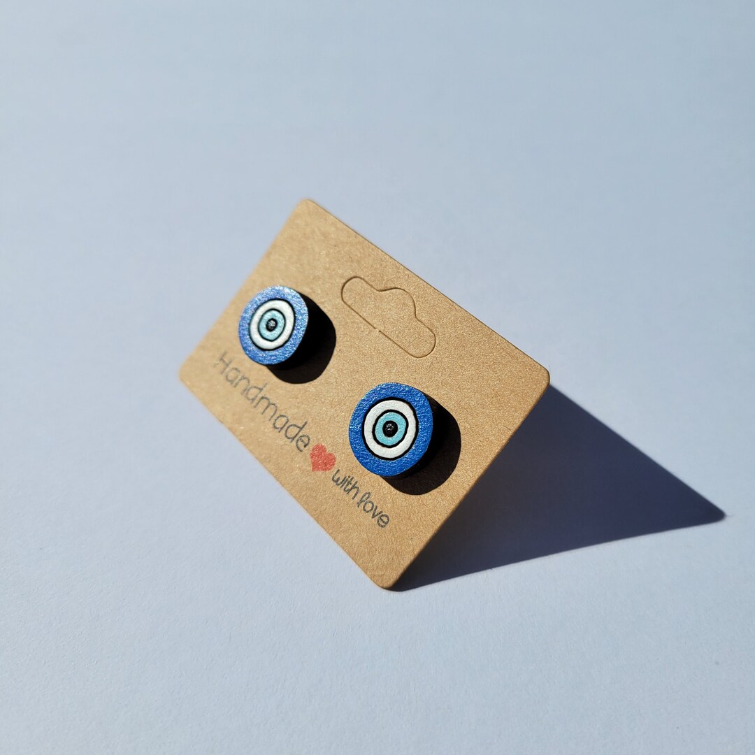 Evil Eye Solid Maple Stud Earrings - Etsy