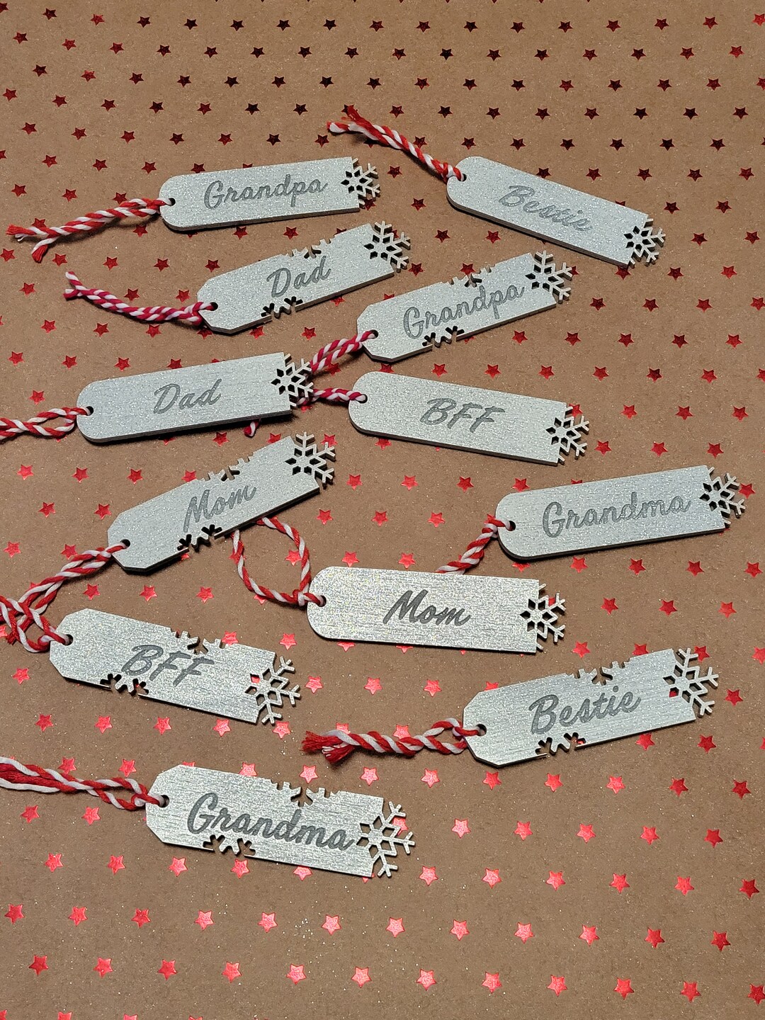 Glittery Holiday Gift Tags - Laser Cut Wood - Etsy