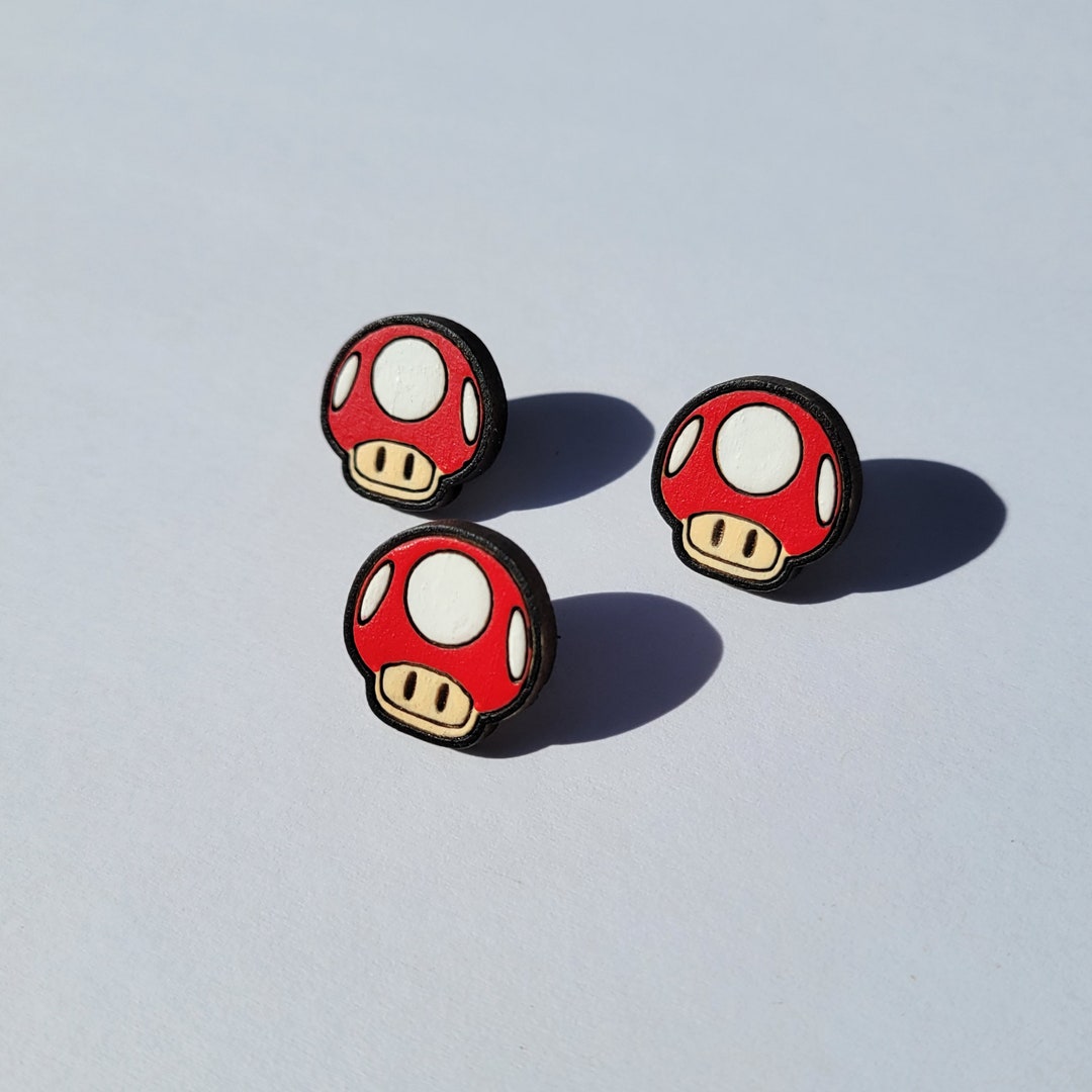 Mario, Super Mushroom, and Super Star Solid Maple Pin/lapel - Etsy