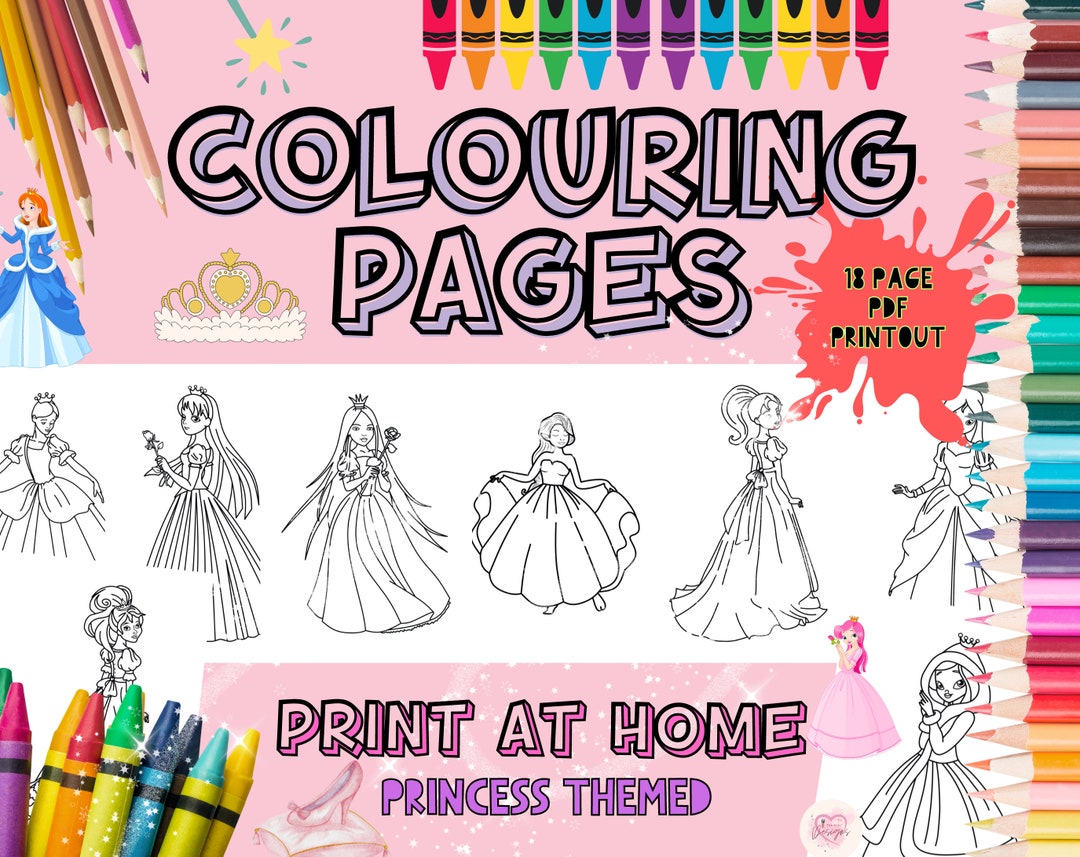 18 Princess Colouring Sheets, Coloring Pages for Children, Kids ...