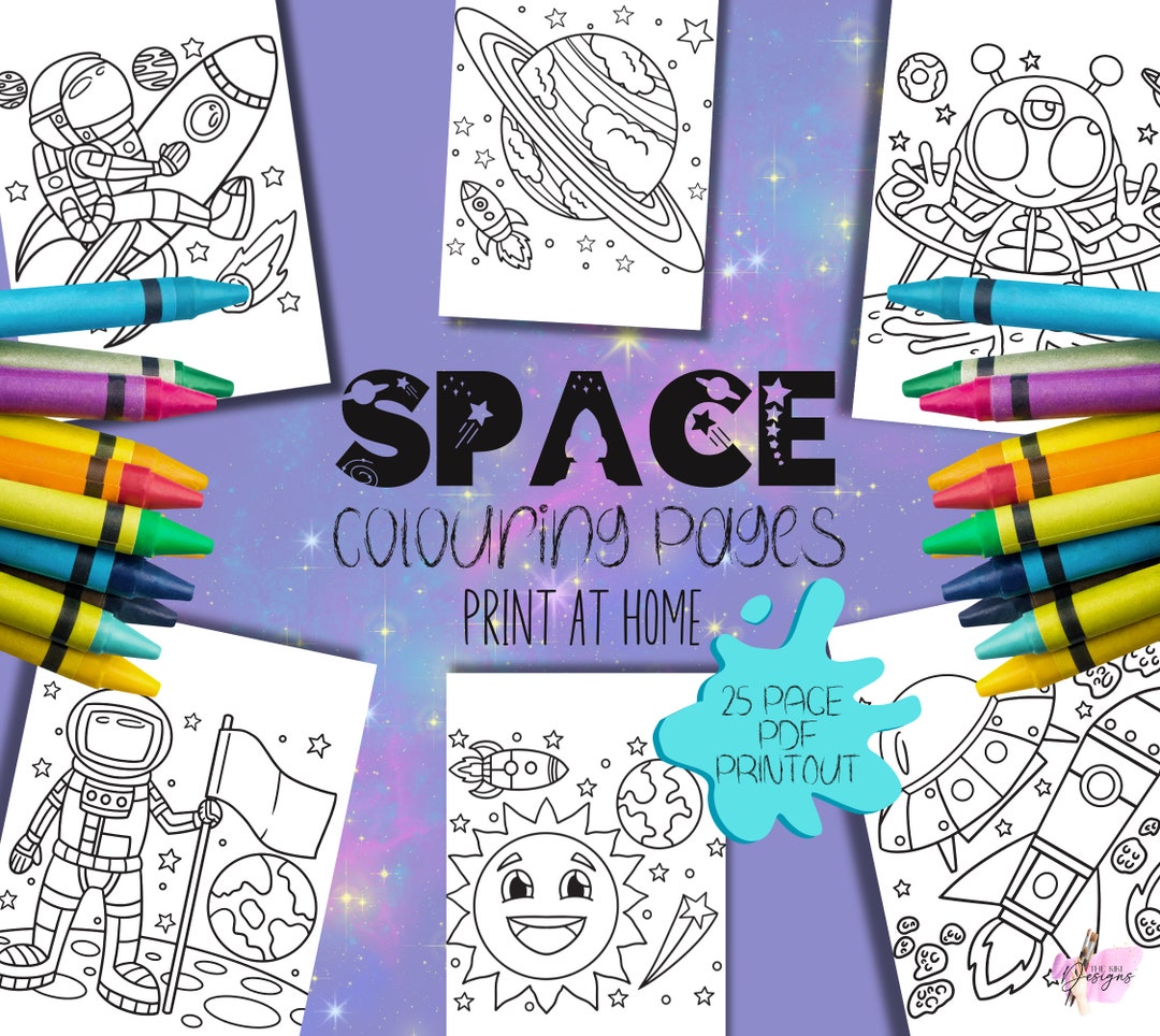 Kids Space Themed Colouring Pages, 25 Colouring Sheets, Coloring Sheets ...