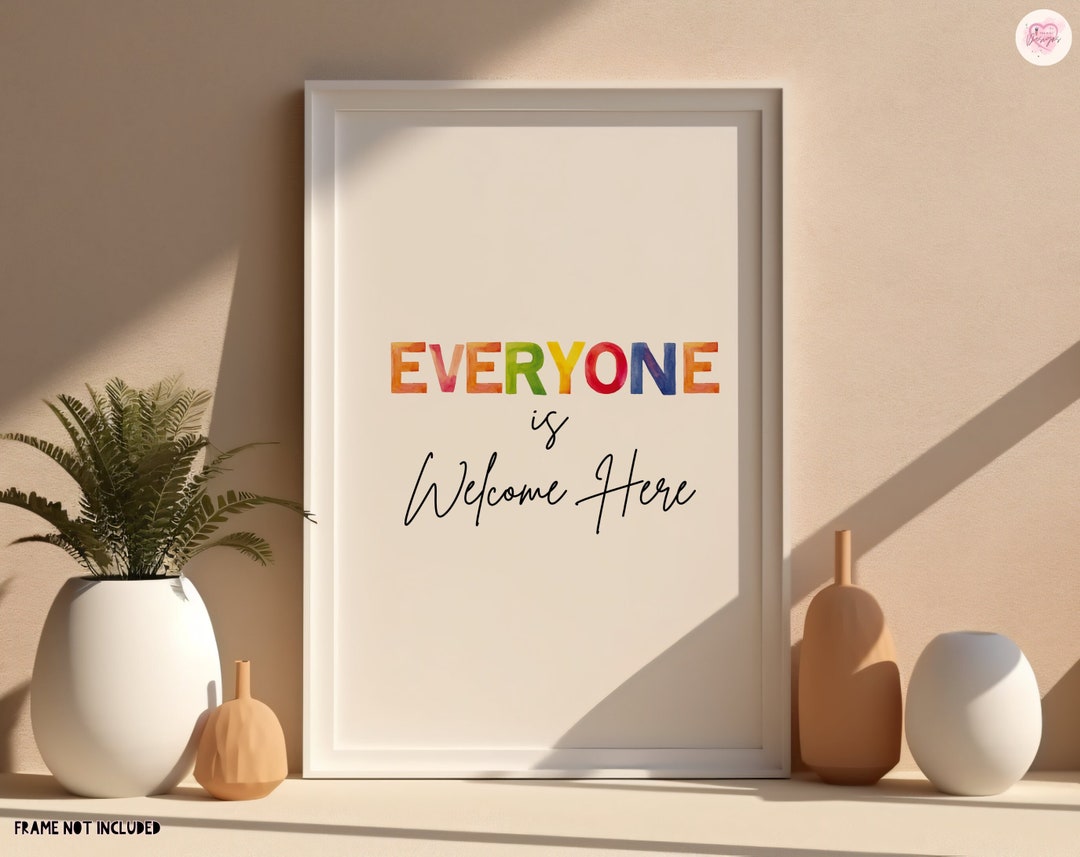 Everyone is Welcome Here Print Watercolour Typography All - Etsy