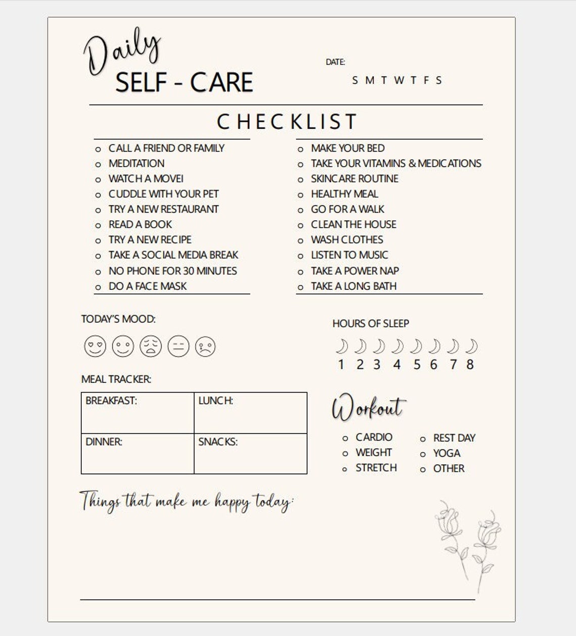 Daily Self Care Planner - Self Care Organizer - Self Care Notes - Daily ...