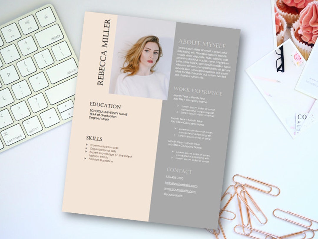 Chic and Modern Resume Template - Pastel Theme Warm Color Resume ...