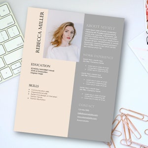 Chic and Modern Resume Template - Pastel Theme Warm Color Resume ...