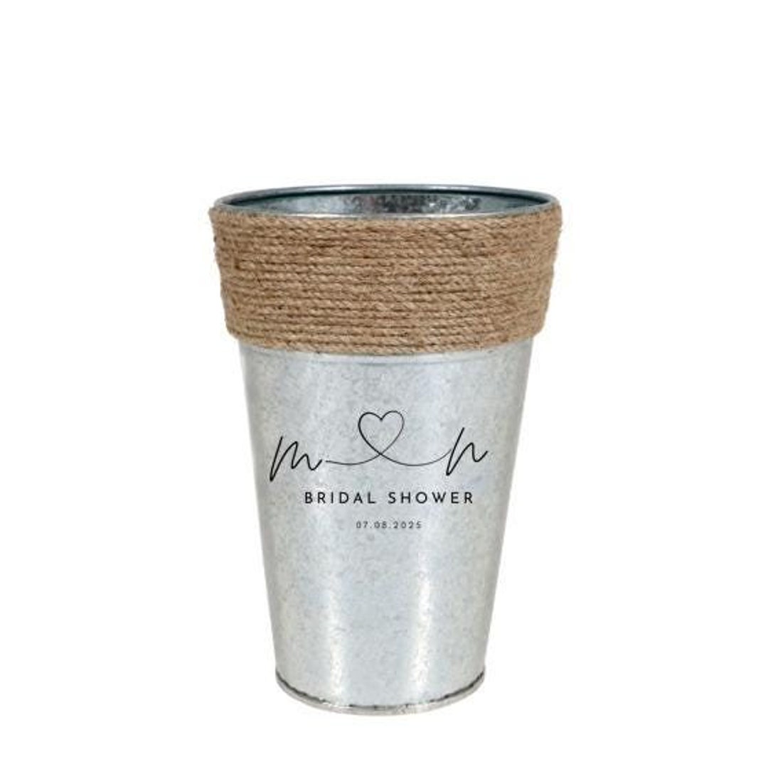 Personalized Metal Bucket Vase for Flowers Bridal Shower Flower Bucket ...