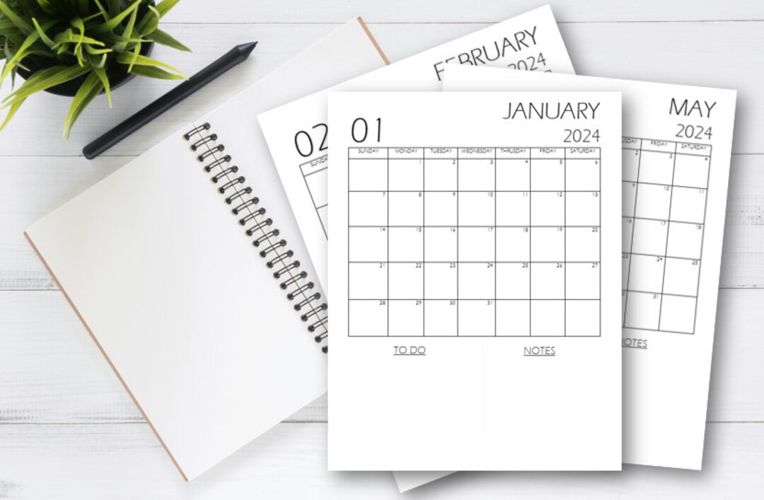 Monthly Calendar Planner - 12 Month Planner - Calendar With to Do List ...