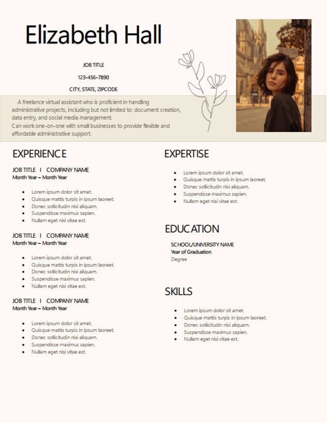 Modern and Chic Resume Template Instant Download Cozy Warm Tone Design ...