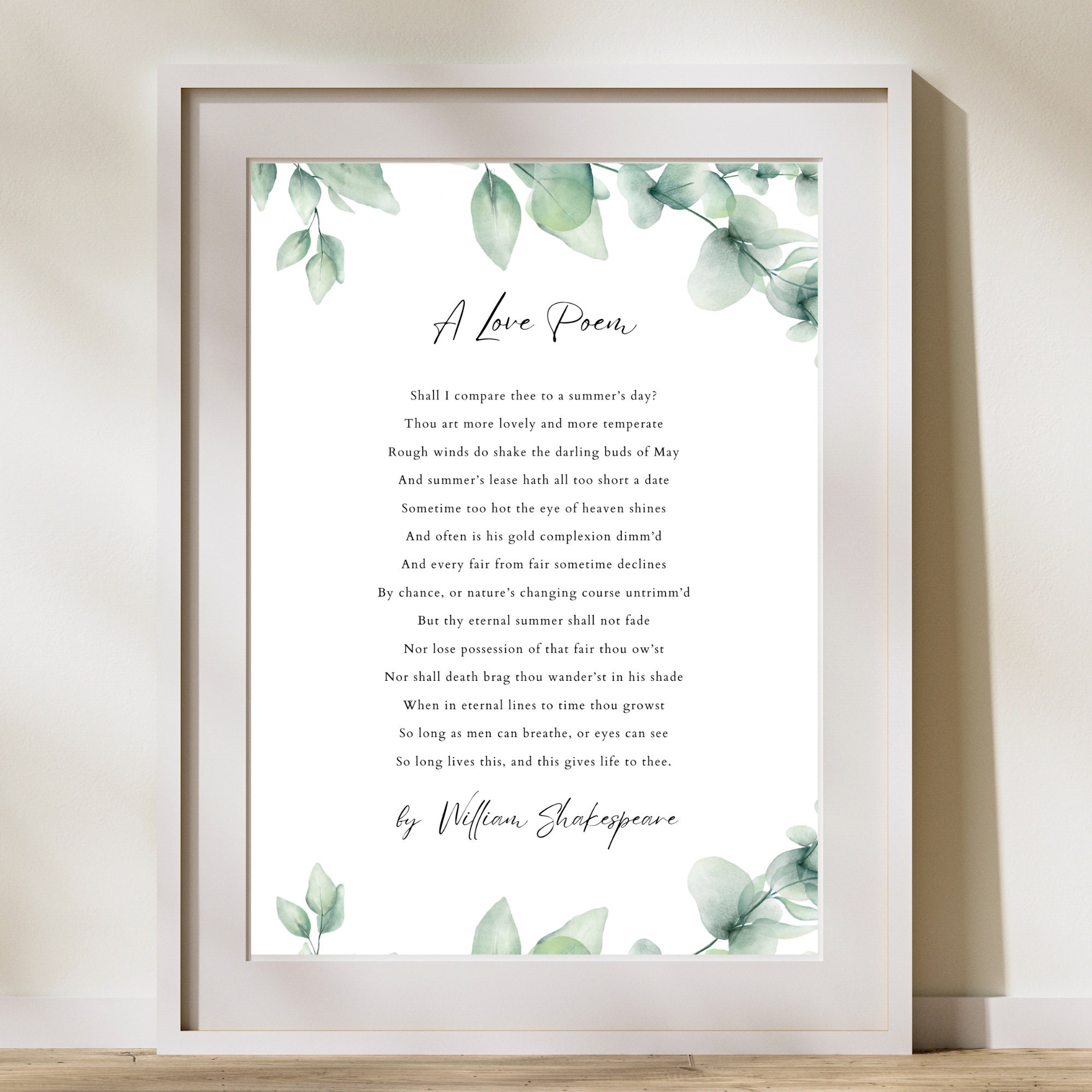 Famous Love Poem Prints Bespoke Designs Custom A4 Digital Print ...