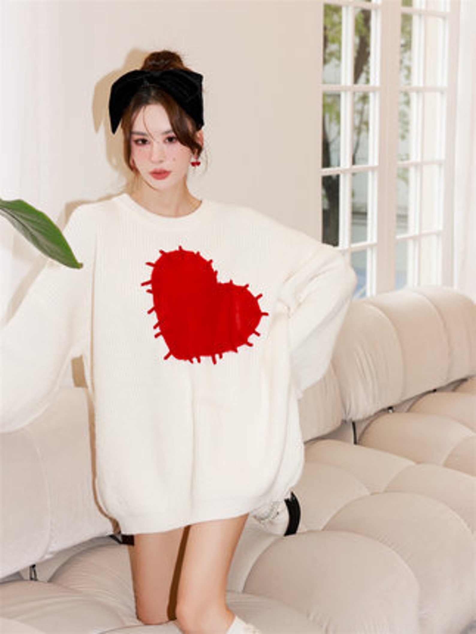 Big Heart Korean Style Sweater - Etsy