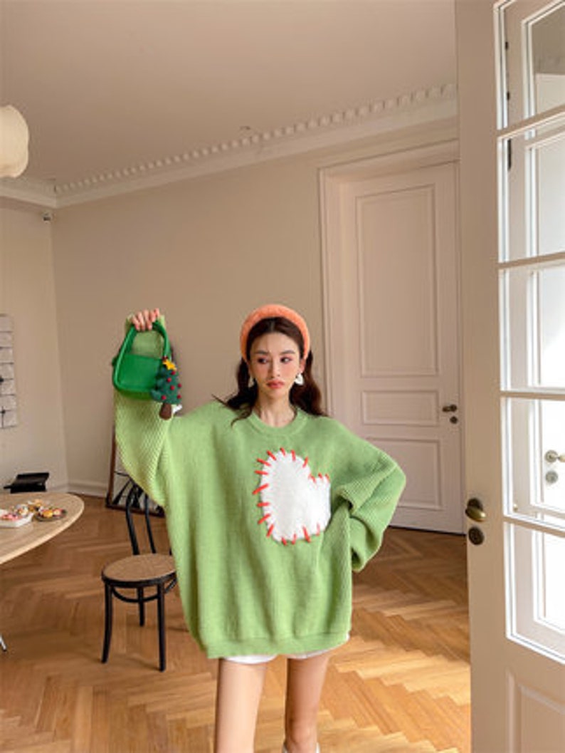 Big Heart Korean Style Sweater - Etsy