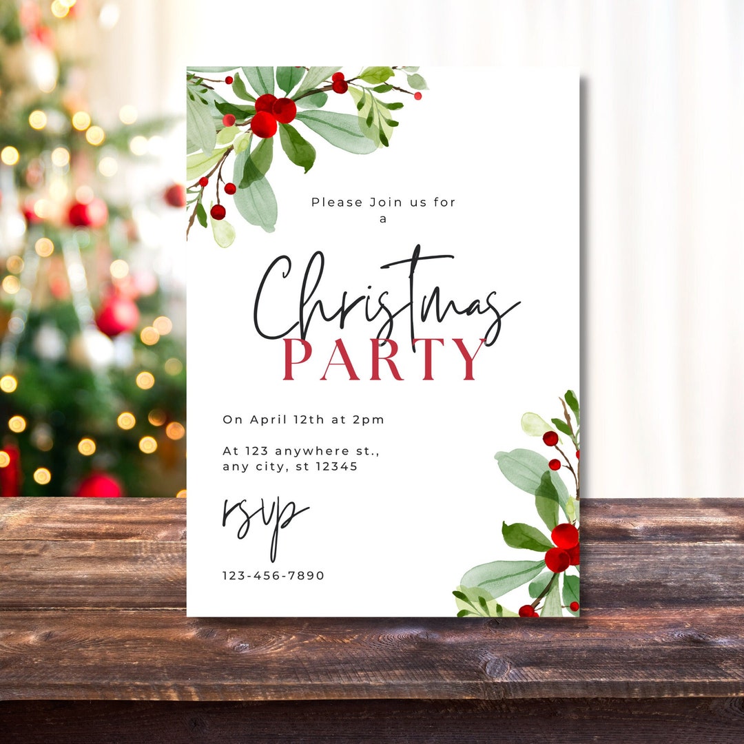 Christmas Party Digital Card Printable Fully Editable - Etsy