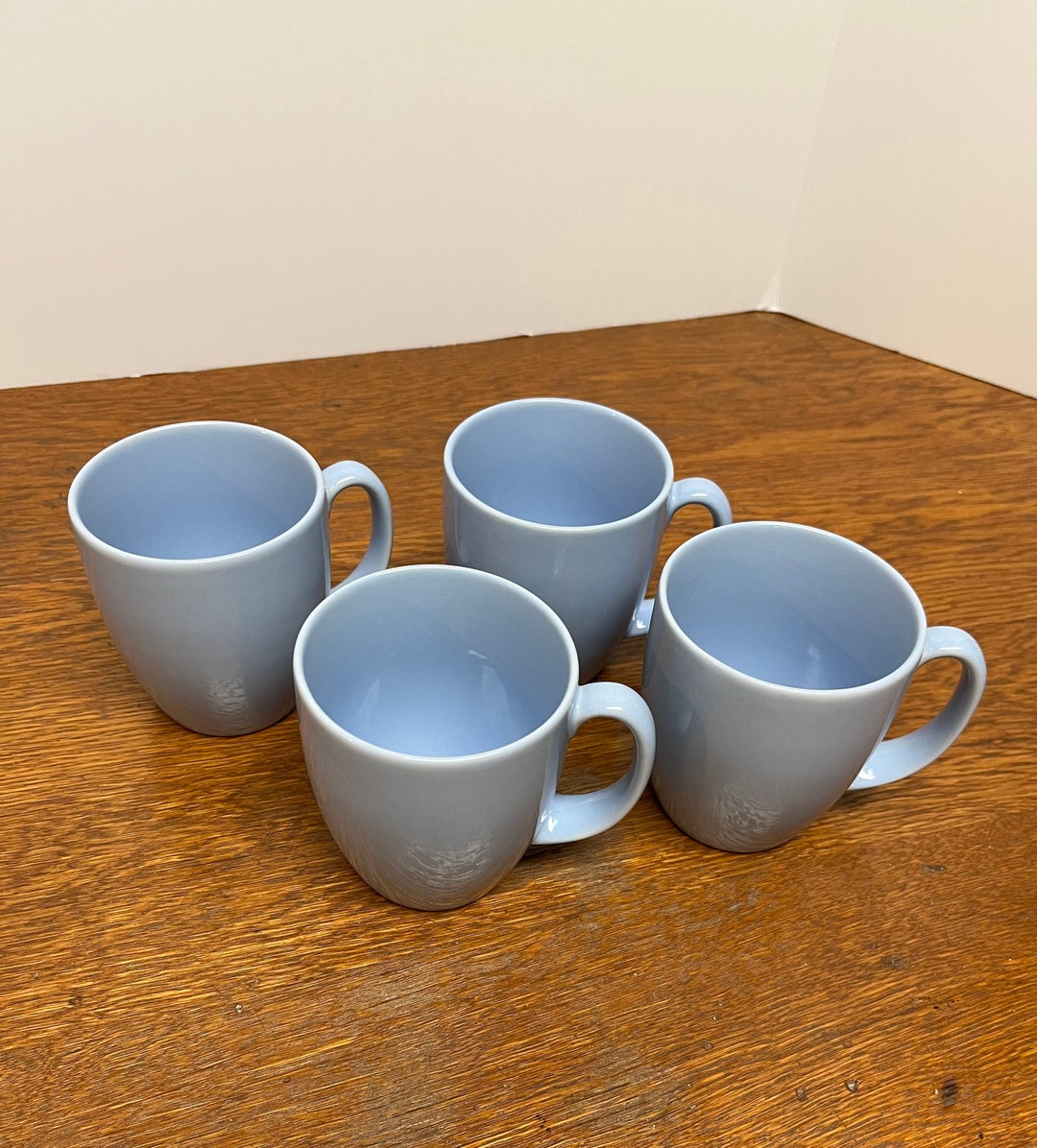 Vintage Stoneware Corelle Light Blue Periwinkle Coffee Cups Mugs Made ...