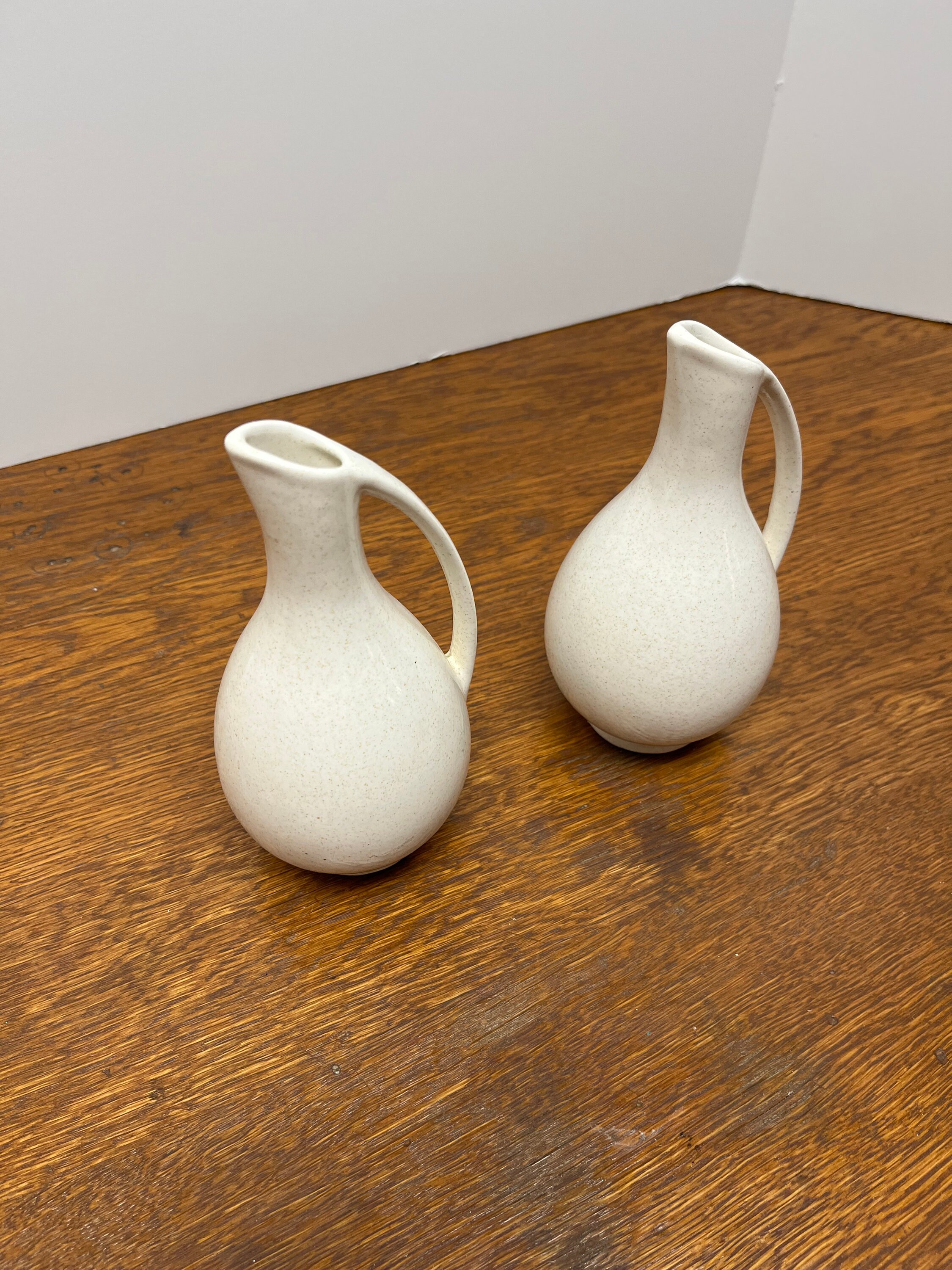 Vintage Pair of White Pottery Cream Vases I Believe Handmade - Etsy