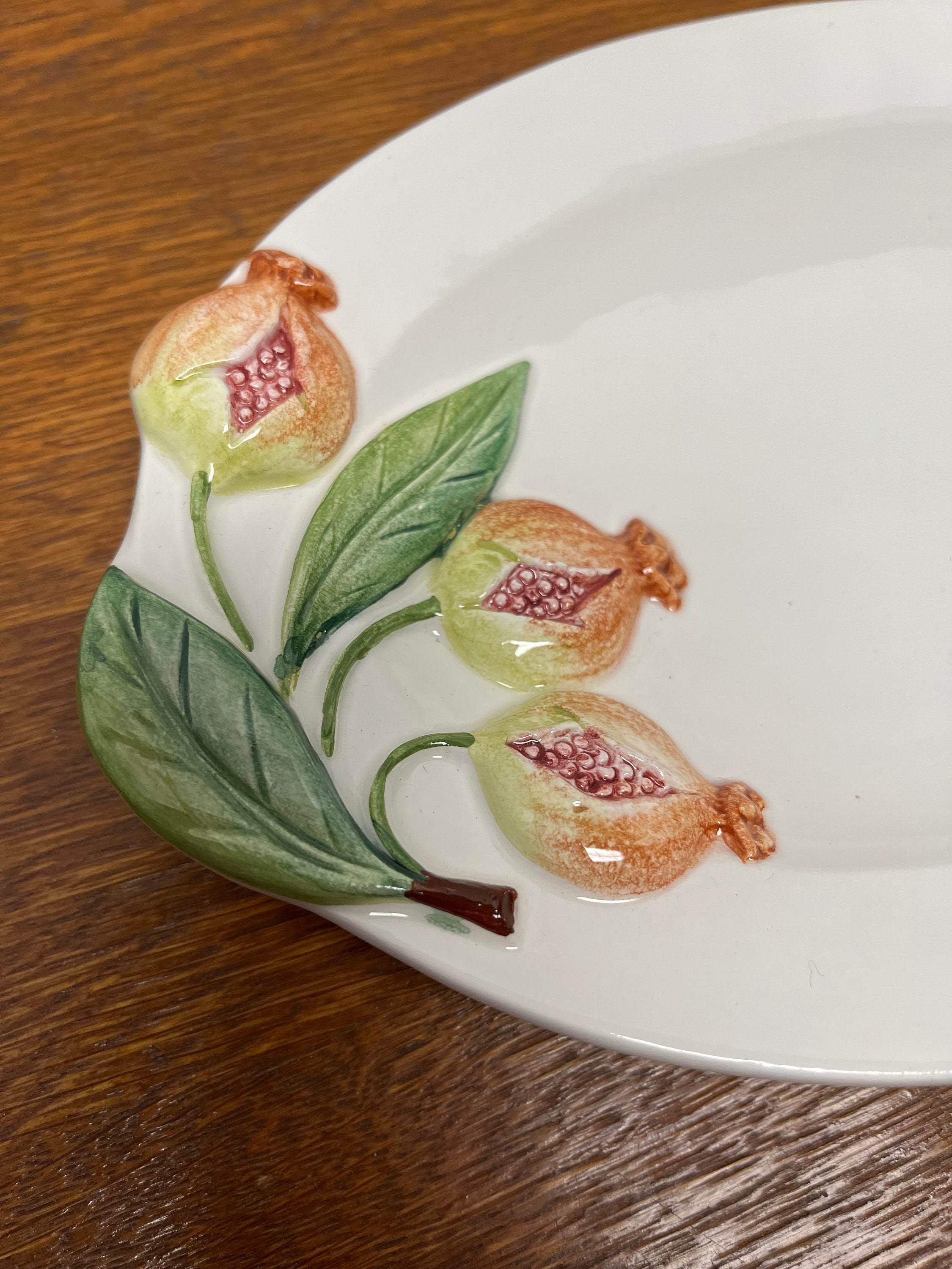 Vintage Italian Small Oval Platter Plate With Fruit/vegetables/flowers ...