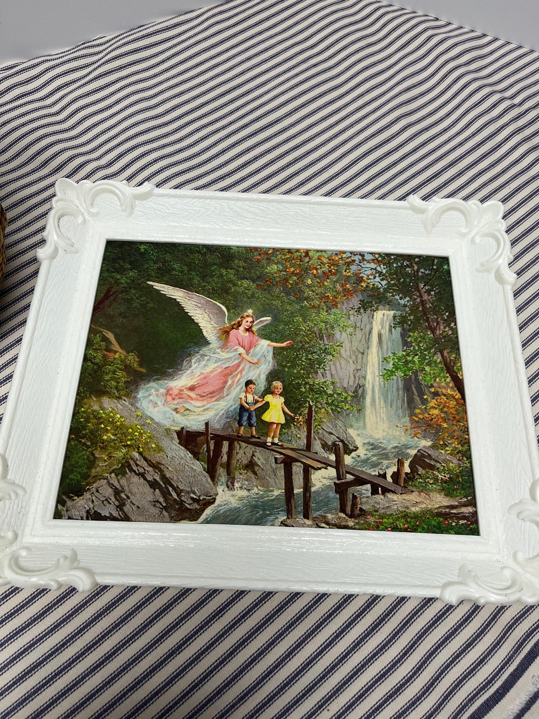 Vintage Angel Guarding Children Across Bridge Picture White - Etsy