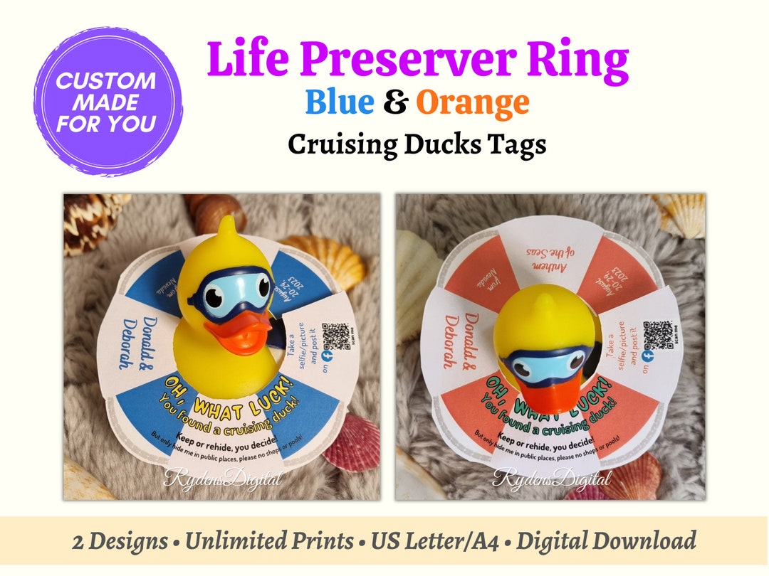 Custom Life Preserver Ring Cruising Ducks Tags, No String/band Needed ...