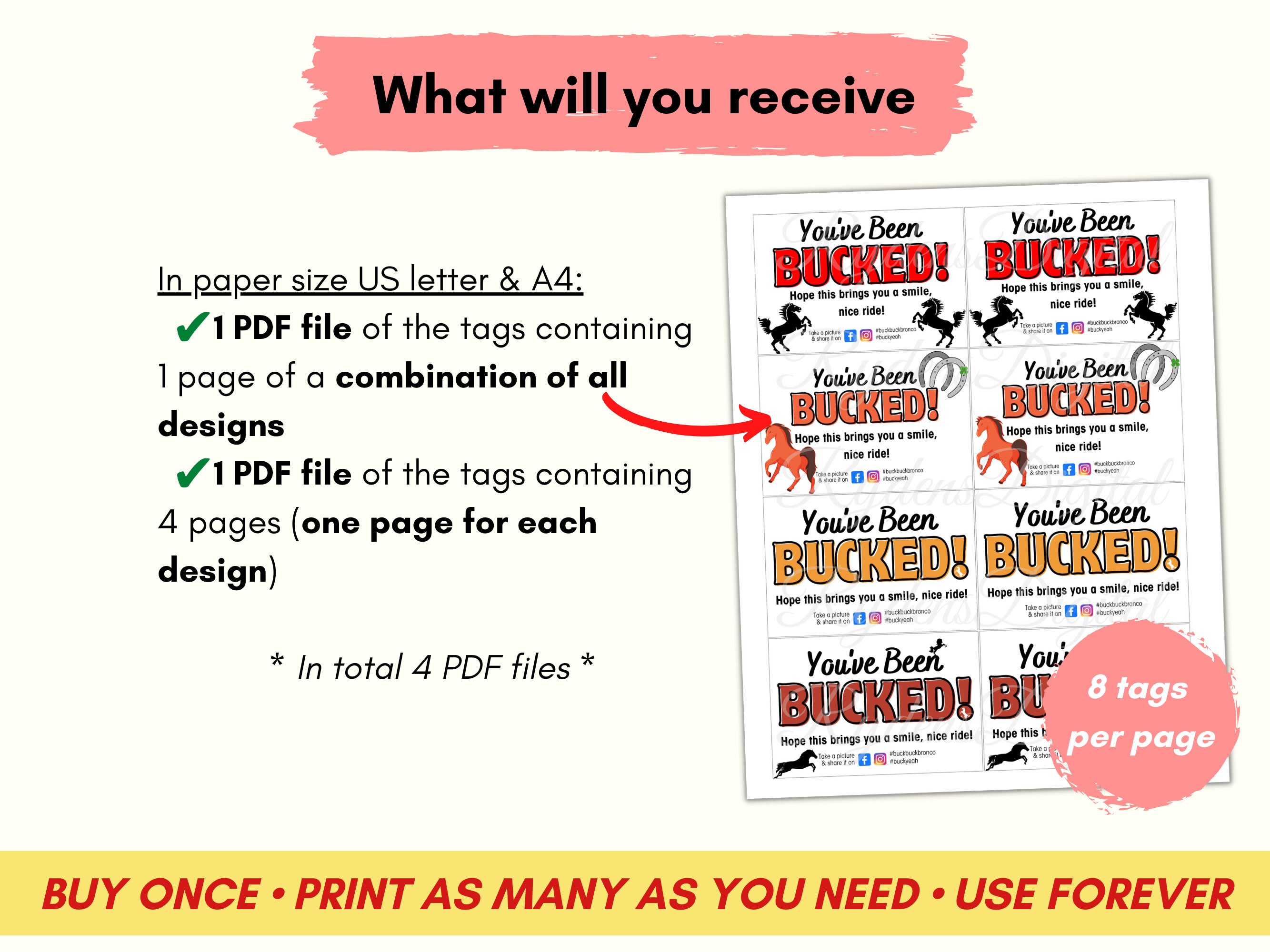 Printable You've Been Bucked Tags, Buck Buck Tags, Bucking Tags Instant ...