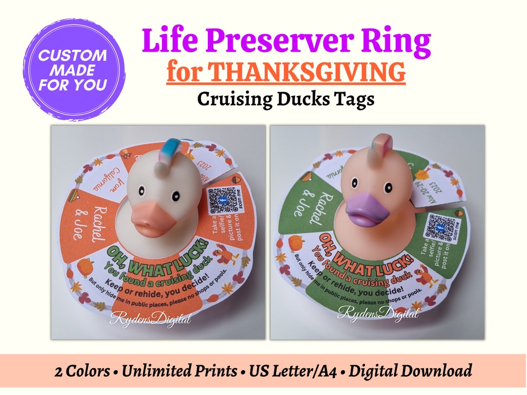 Custom Thanksgiving Life Preserver Ring Cruising Duck Tags No - Etsy