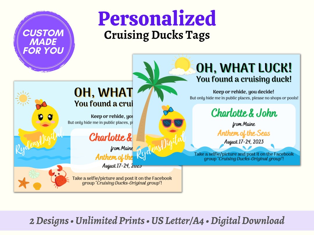 Custom Cruising Duck Tag, Personalized Cruise Tag, Printable ...