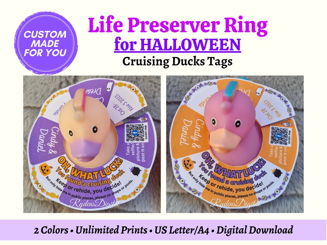 Custom Halloween Life Preserver Ring Cruising Duck Tags, No String/band ...