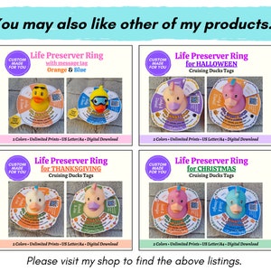 Custom Life Preserver Ring Cruising Ducks Tags, No String/band Needed ...