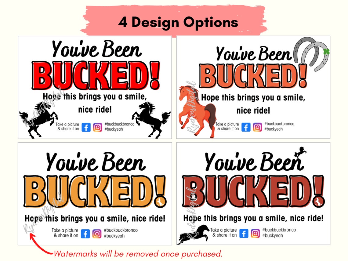 Printable You've Been Bucked Tags Buck Buck Tags Bucking - Etsy