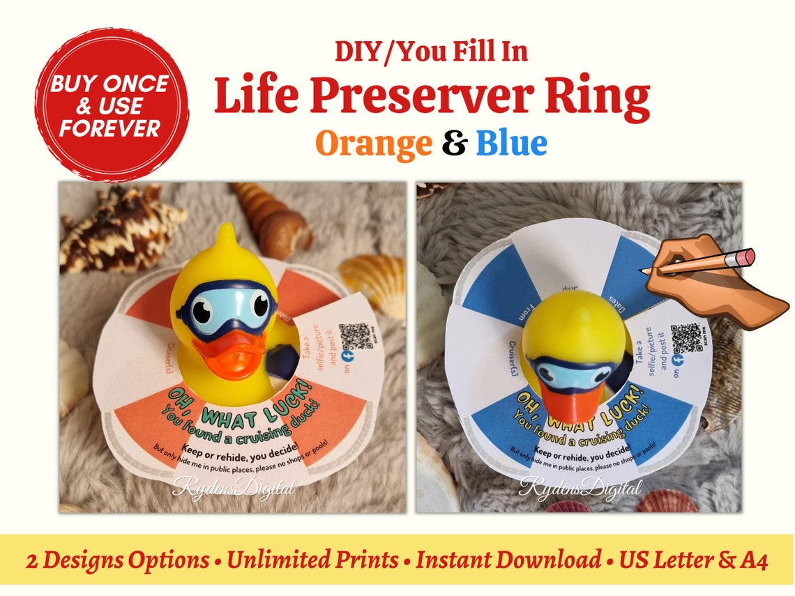 Printable Life Preserver Cruising Duck Tag No String/band - Etsy UK