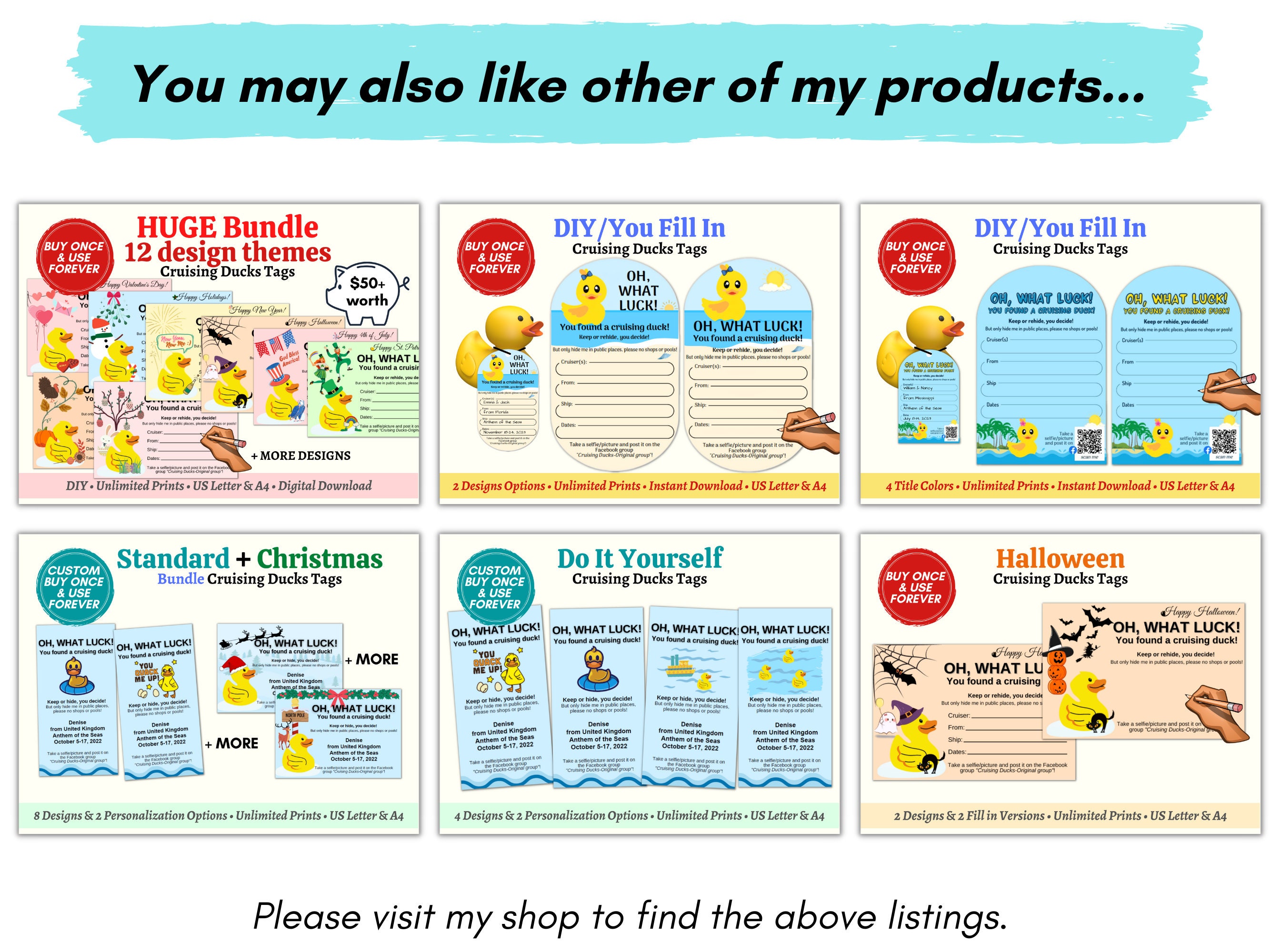 Printable Life Preserver Cruising Duck Tag, No String/band Needed ...