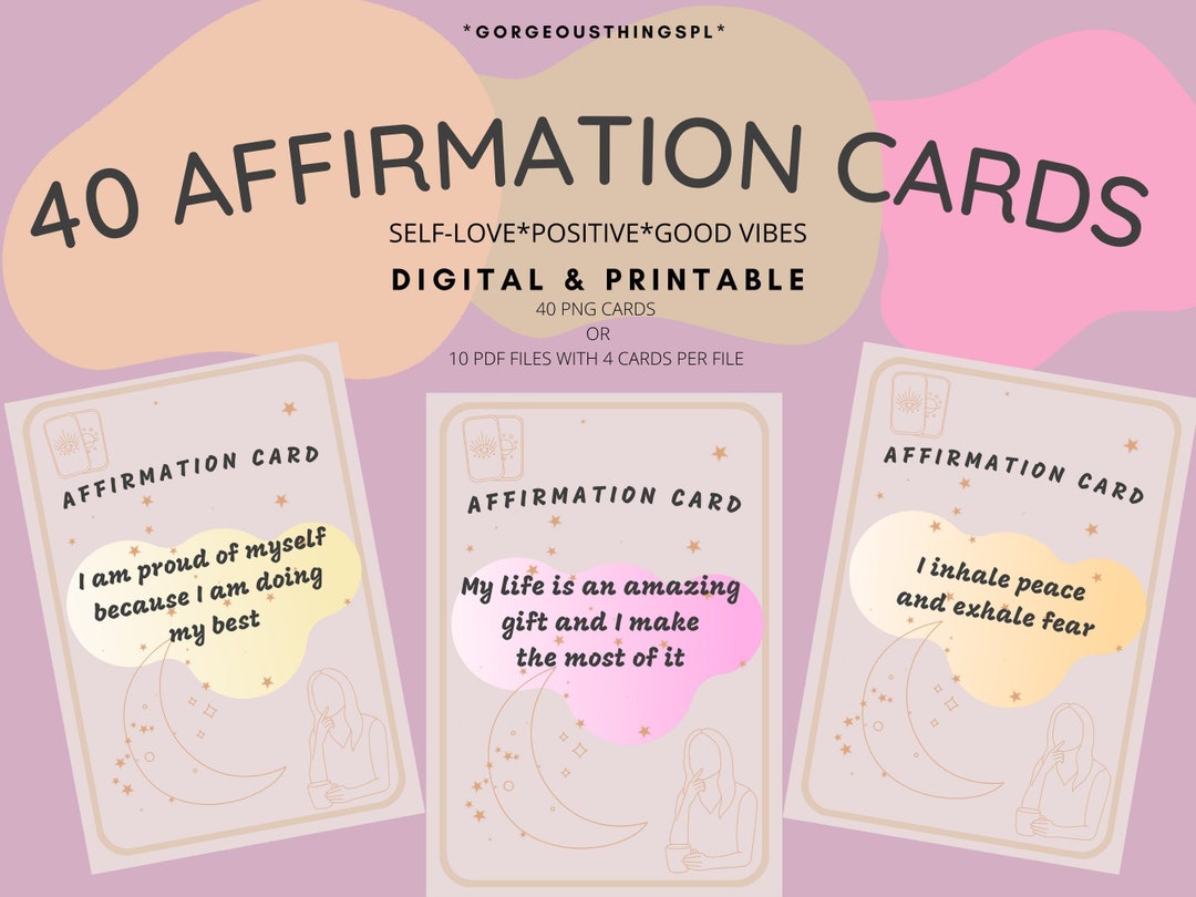 40 Affirmation Cards Digital Affirmation Cards Printable Affirmation ...
