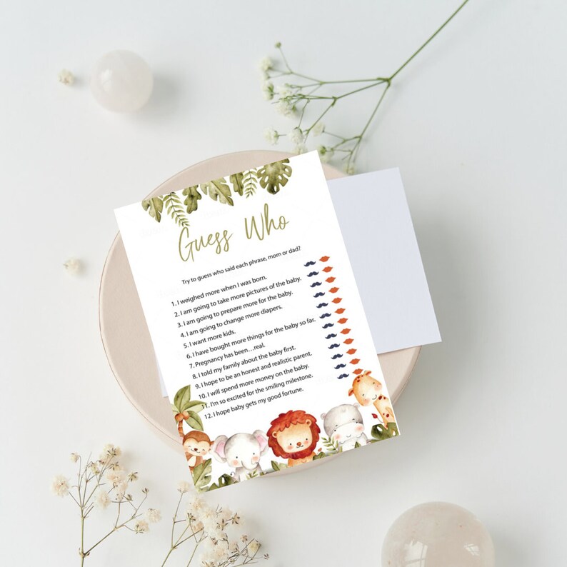Guess Who Safari Baby Shower Game Gender Neutral Boy Girl - Etsy Ireland