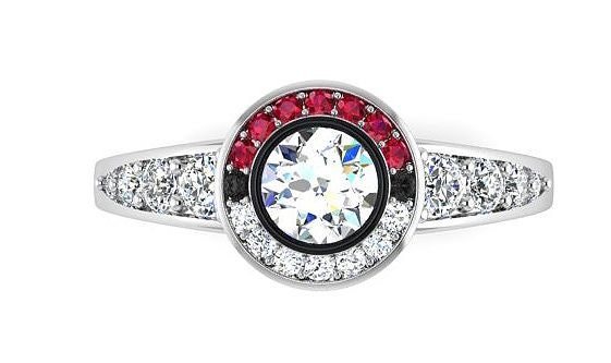 925 Sterling Silver Pokemon Inspired Pokeball Diamond Ring Proposal ...