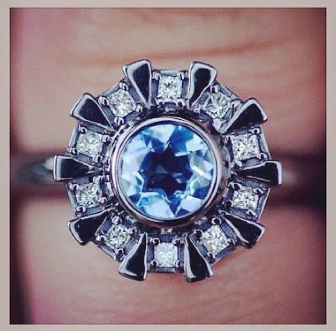 IRON MAN the Arc Reactor Engagement Ring Blue Sapphire Ring in 925 ...
