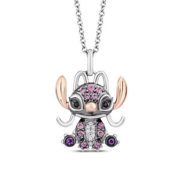 Disney Treasures Lilo And Stitch Angel Necklace Pink Sapphire Etsy