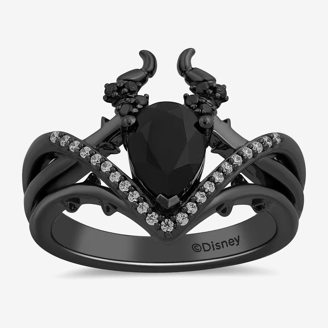 Inspired by Enchanted Disney Villains Womens 1/6 CT. T.W. Genuine Black ...
