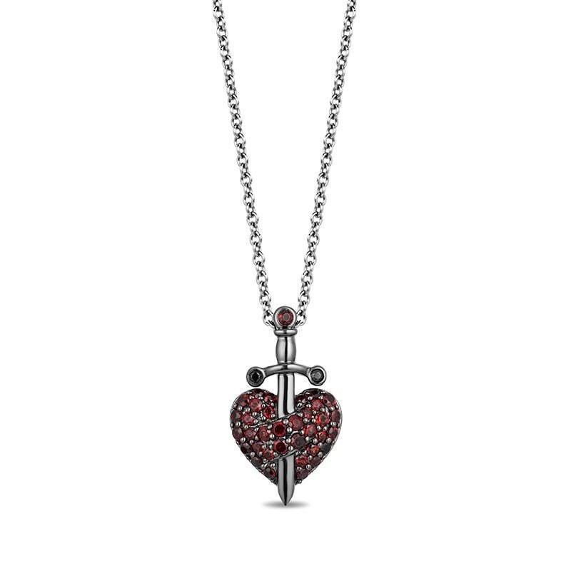 Enchanted Disney Villains Evil Queen Garnet Black Diamond Heart Pendant Necklace in 925 Sterling Silver Valentine s Day Gift Etsy